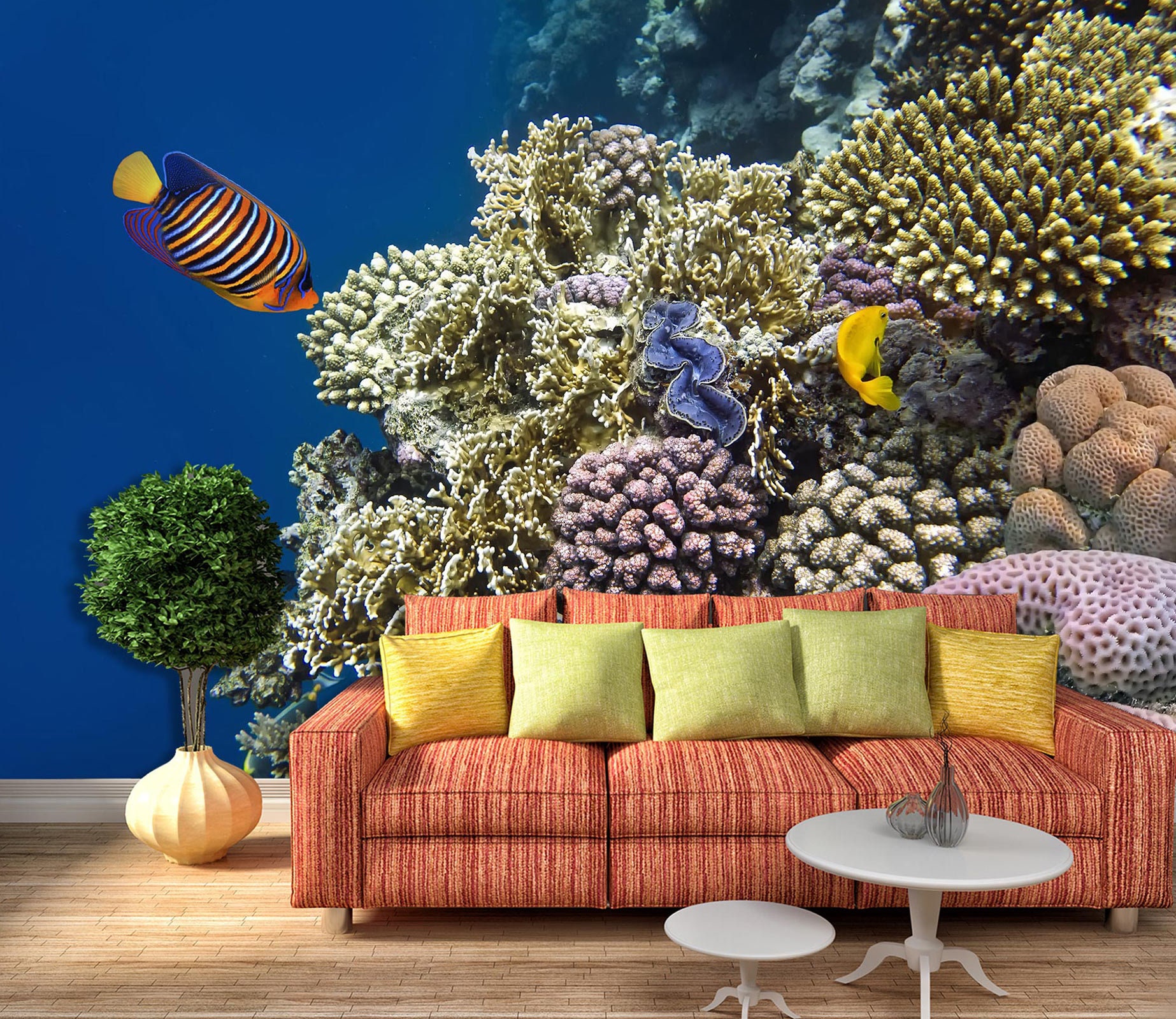 Bright Coral Colored Wallpaper