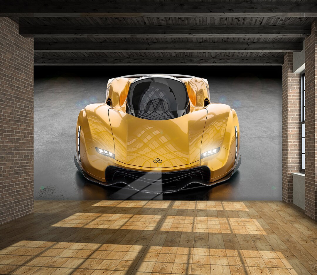 3D Cool Yellow Supercar Transport L720 abnehmbare Tapete Selbstklebende ...