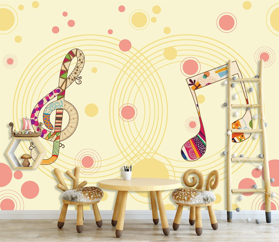 3D Colored Musical Notes Kid's Room L2483 Commercial Removable ...