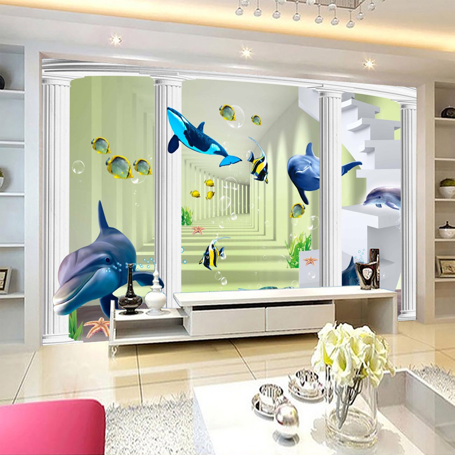3D Fun Space Sea Animals L9425 Removable Wallpaper Self - Etsy