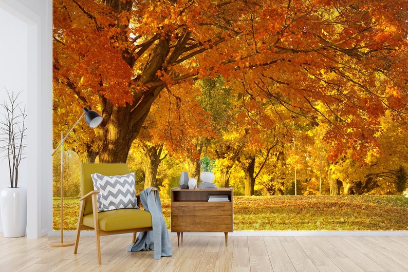3D Golden Autumn Forest Living Room L3031 Commercial Removable ...