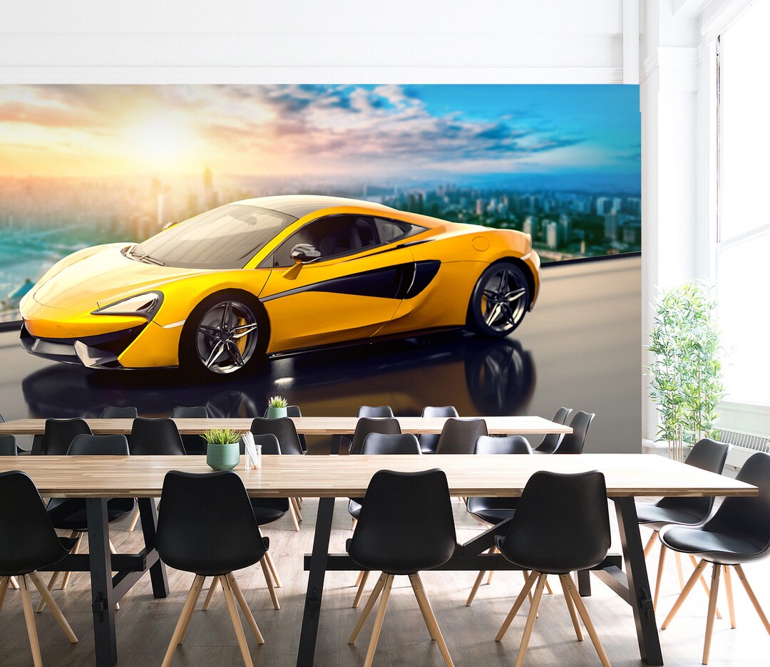 3D Noble Yellow Supercar Transport L1033 Removable Wallpaper Self ...