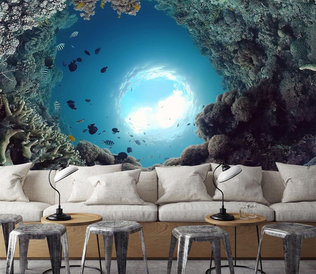 3D Hazy Cloud Reflection L8702 Removable Wallpaper Self Adhesive ...