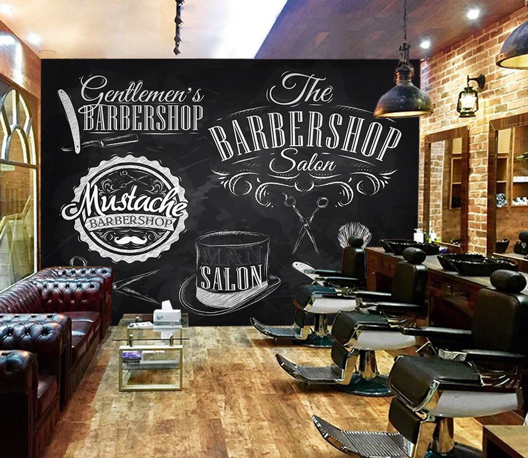 3D Chalk Drawing L15384 Hair Cut Salon Barber Shop Commercial Removable ...