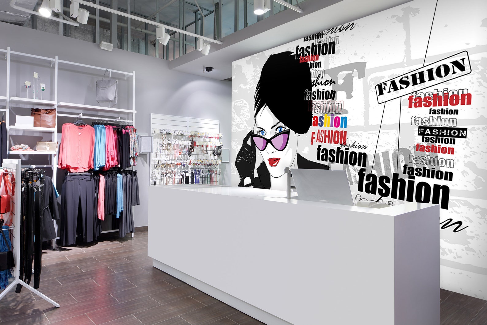 3D Fashion Woman Painting Retail L1529 Commercial Removable Wallpaper ...