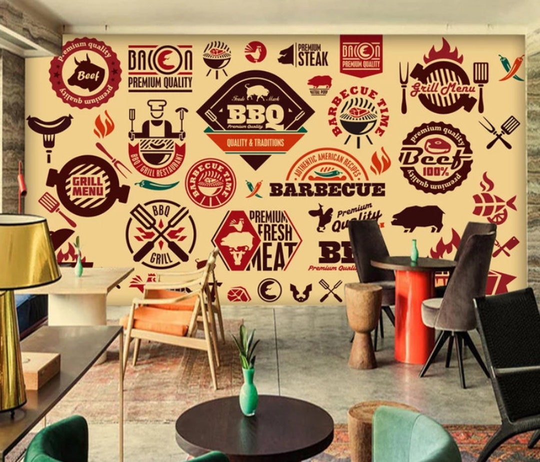 3D BBQ Food Time L13374 Removable Wallpaper Self Adhesive Wallpaper ...