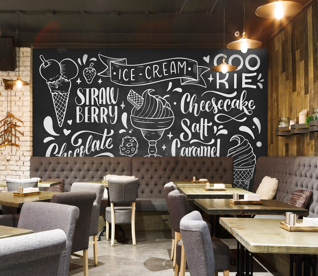 3D Ice Cream Shop L17013 Commercial Removable Wallpaper Self Adhesive ...