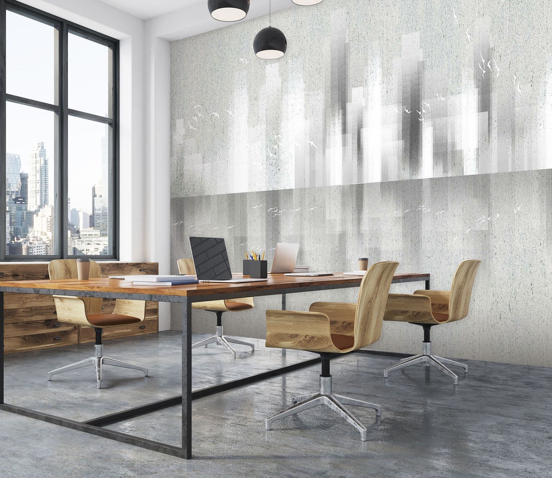 3D Light Grey Art Office L1474 Commercial Removable Wallpaper Self ...