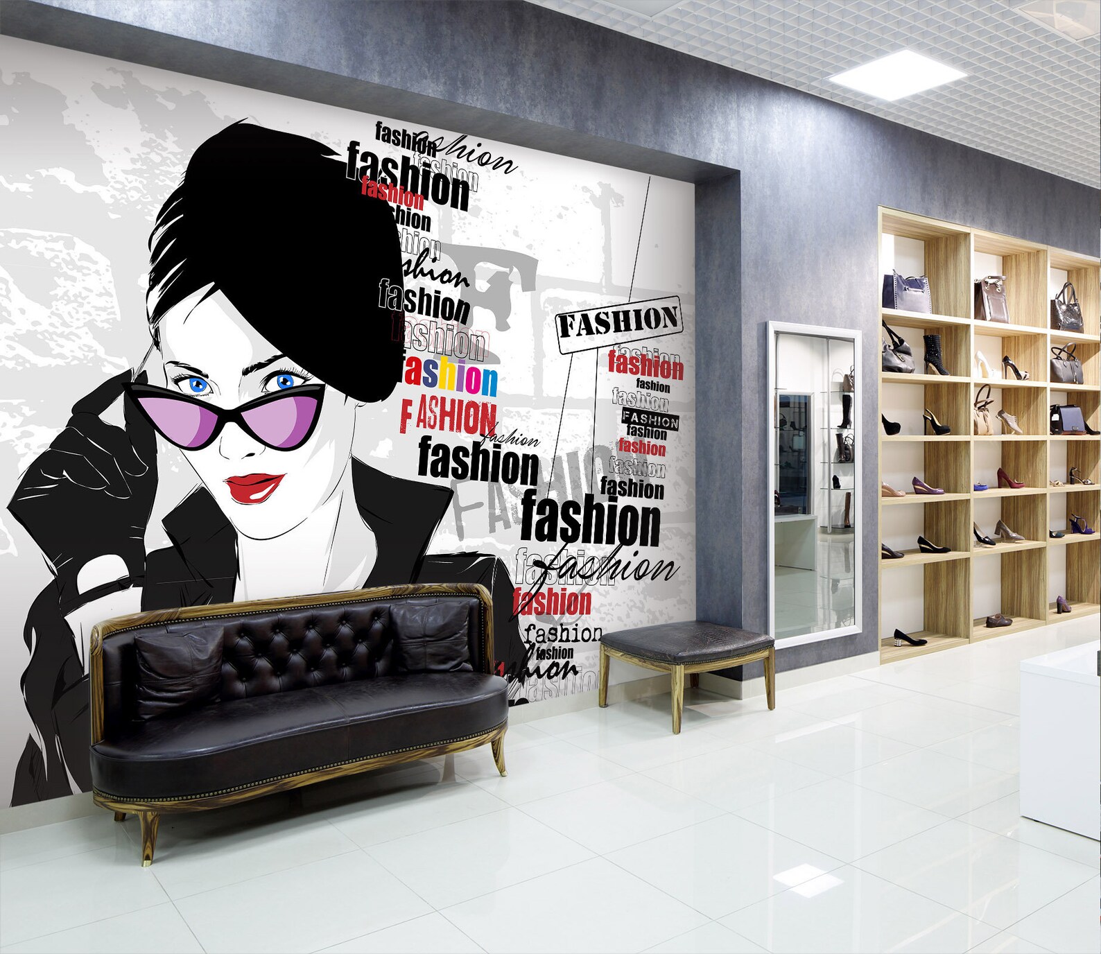 3D Fashion Woman Painting Retail L1529 Commercial Removable Wallpaper ...
