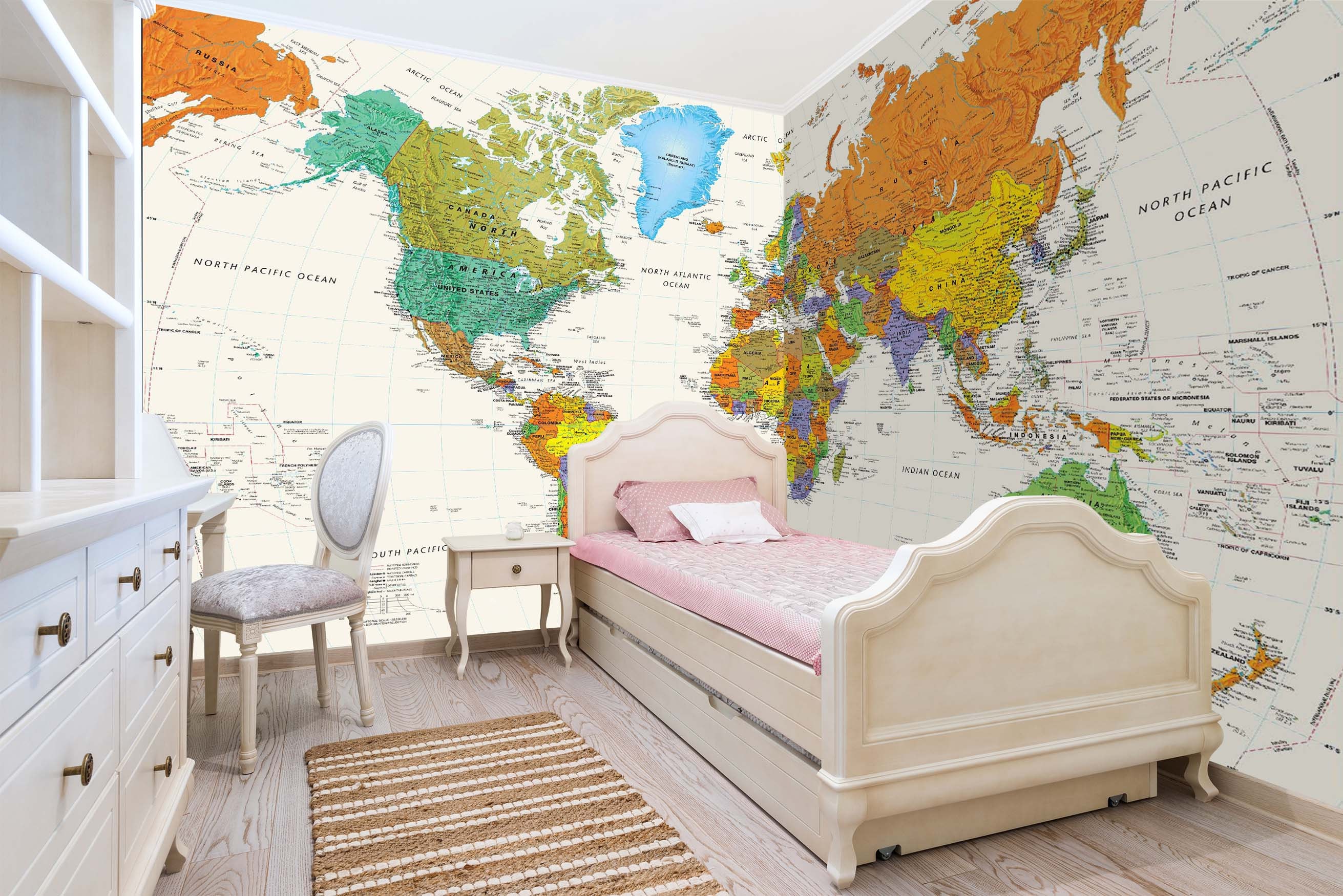 3D Rich Colored World Map Kid's Room L2284 Commercial - Etsy