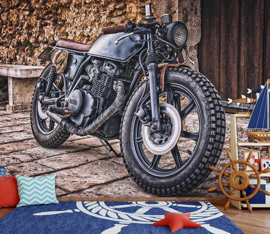 3D Black Motorcycle Texture Transport L507 Removable Wallpaper Self ...