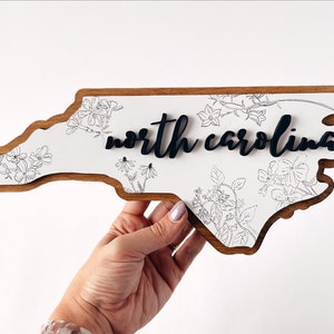 NORTH CAROLINA Wood Wall Art: Map of North Carolina With Local State ...