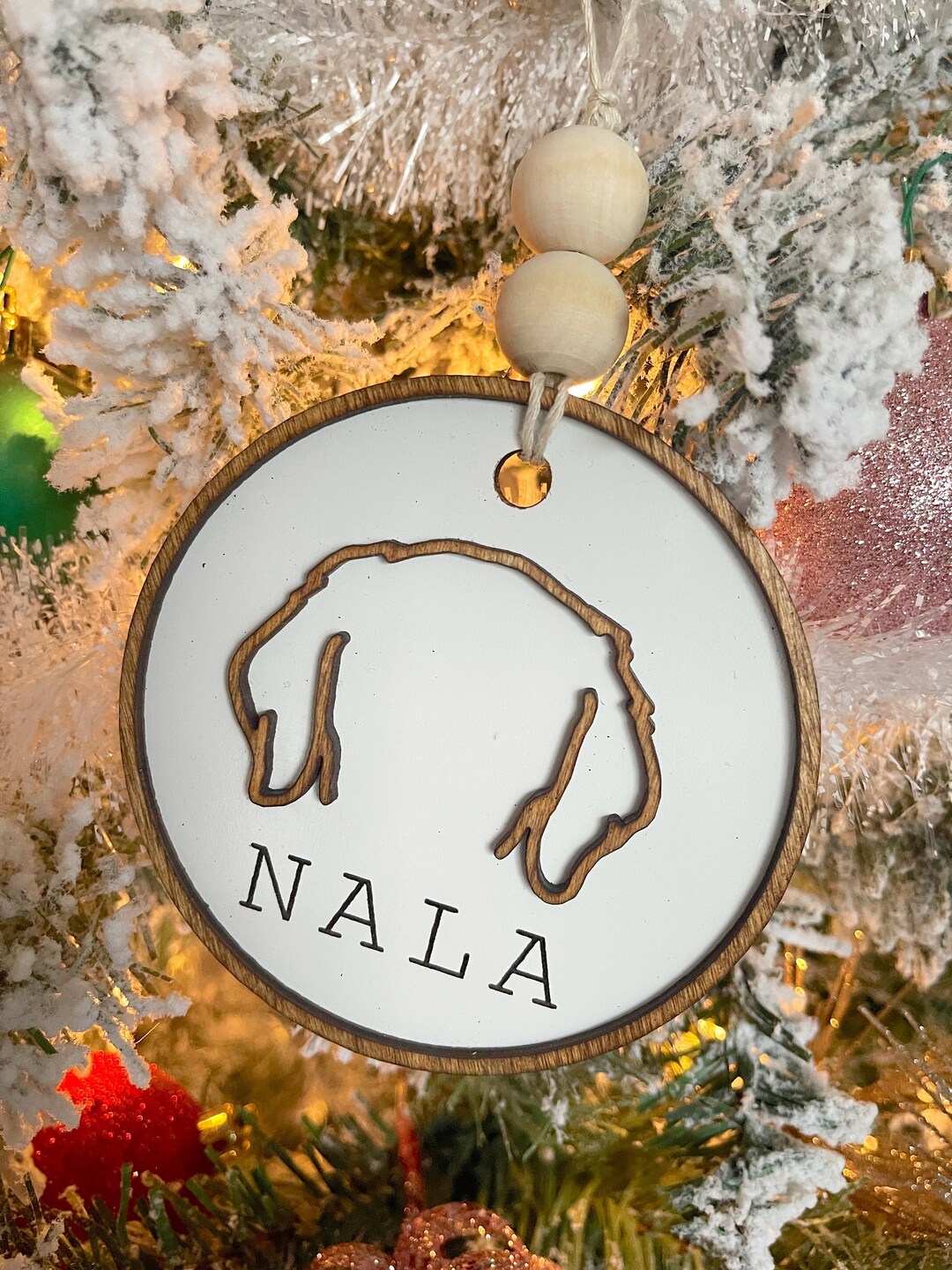 Custom Pet Ear Christmas Ornament: Personalized Dog Line Art - Etsy