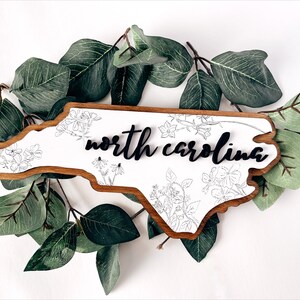 NORTH CAROLINA Wood Wall Art: Map of North Carolina With Local State ...