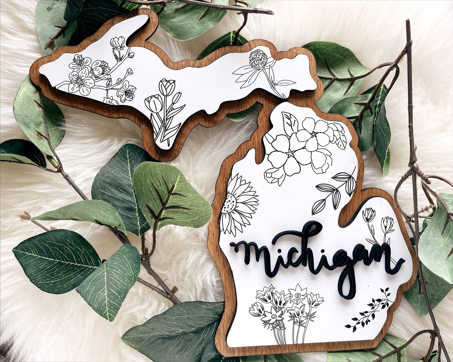 MICHIGAN Wood Wall Art: Map of Michigan With Local State - Etsy