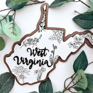 West Virginia State Sign: Laser Engraved Floral Wall Art - Etsy