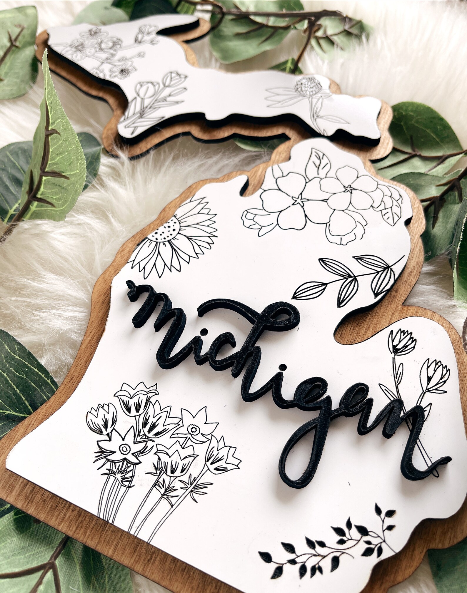 MICHIGAN Wood Wall Art: Map of Michigan With Local State - Etsy
