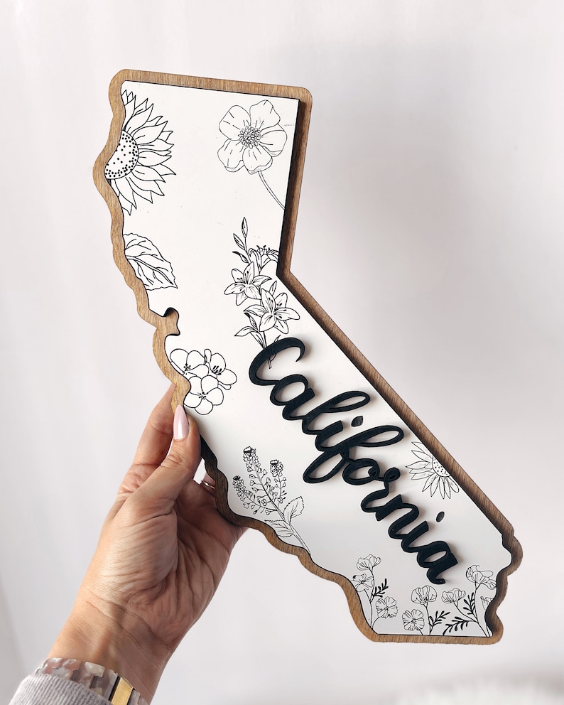 CALIFORNIA Wood Wall Art: Map of California With Local State | Etsy