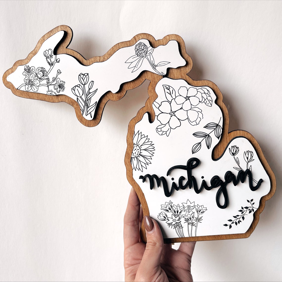 MICHIGAN Wood Wall Art: Map of Michigan With Local State - Etsy