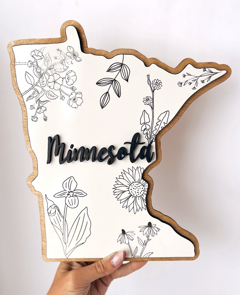 MINNESOTA Wood Wall Art: Map of Minnesota With Local State - Etsy