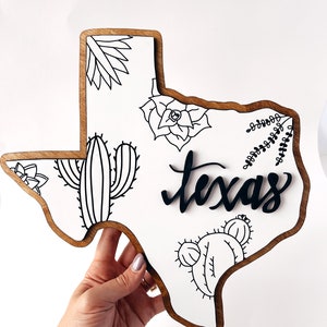 TEXAS Wood Wall Art: Map of Texas With Local State Flowers | State Art ...