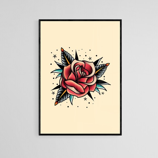 Rose Tattoo Print - Etsy UK