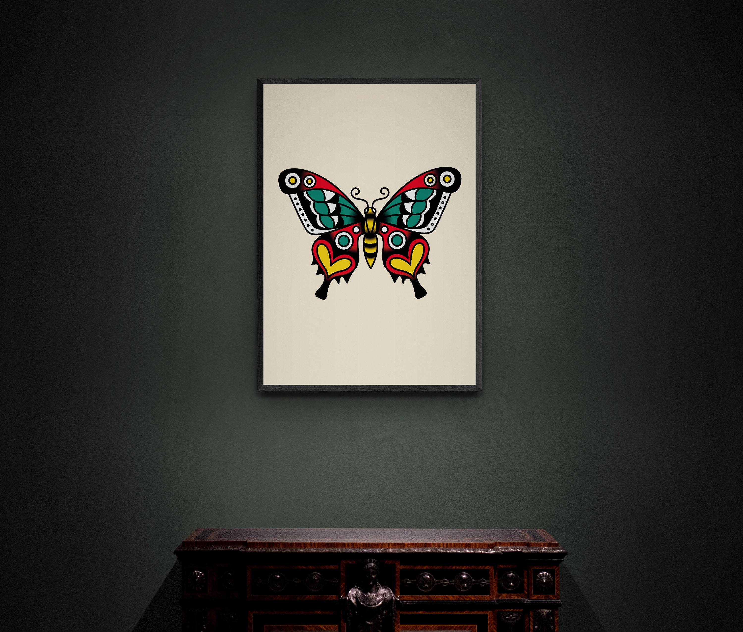 Butterfly Tattoo Style Wall Art Print Tattoo Flash Wall - Etsy