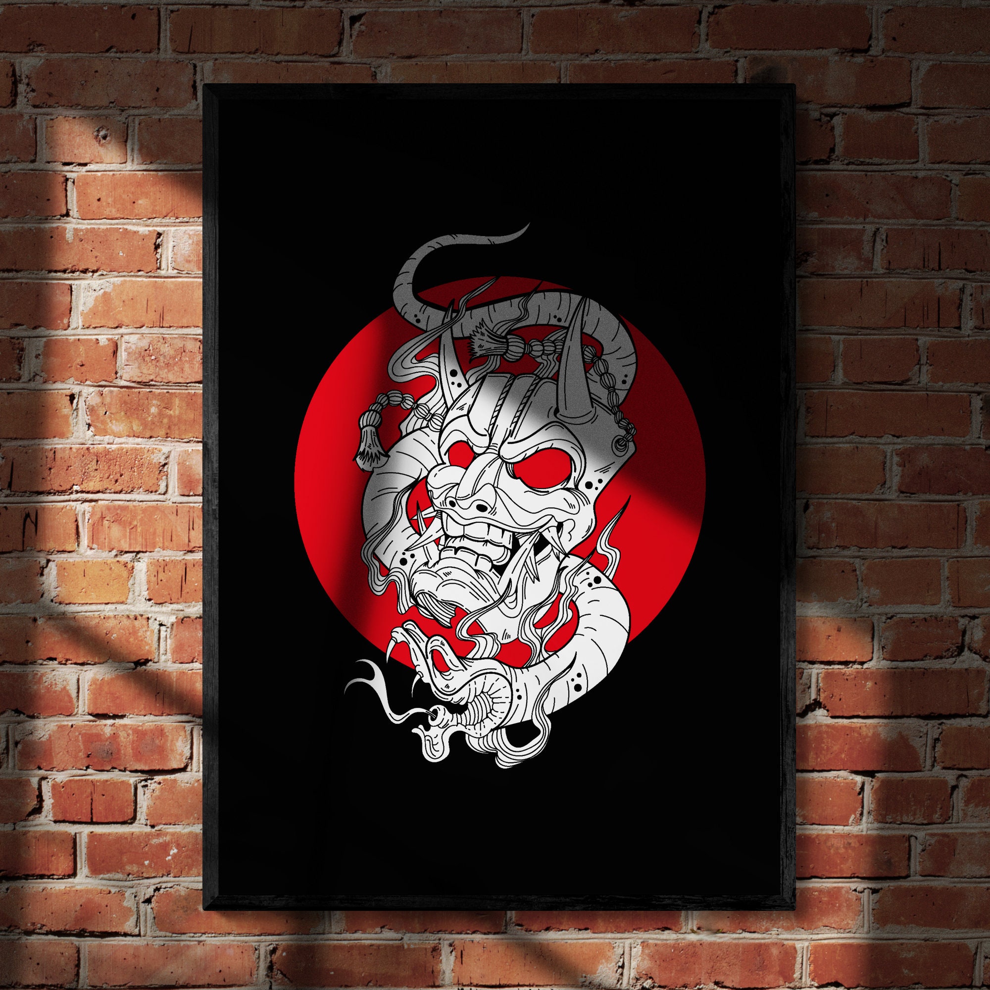 Mask in Red Circle Tattoo Style Wall Art Print Tattoo Flash - Etsy