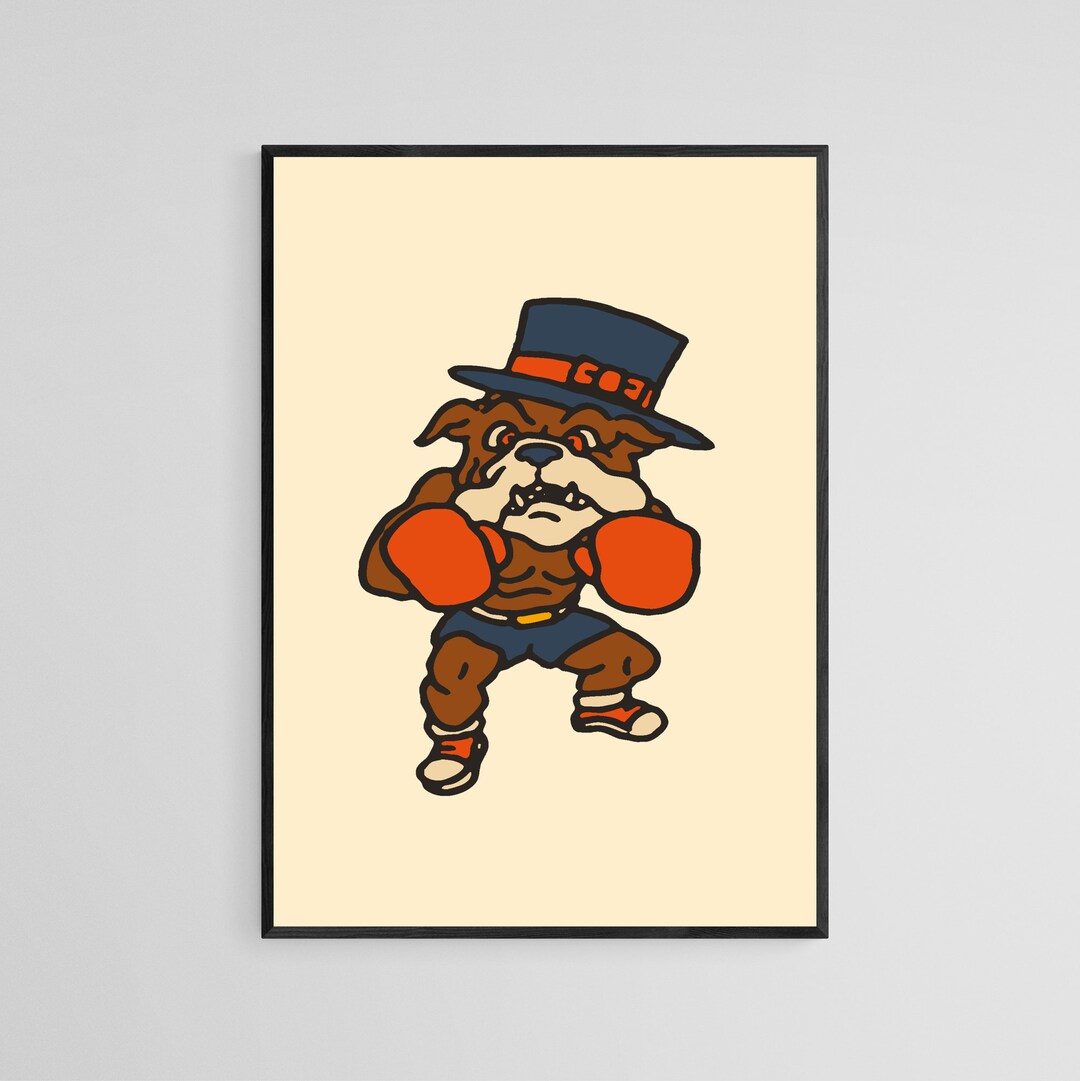 Boxing Dog Tattoo Style Wall Art Print | Tattoo Flash Wall Decor ...
