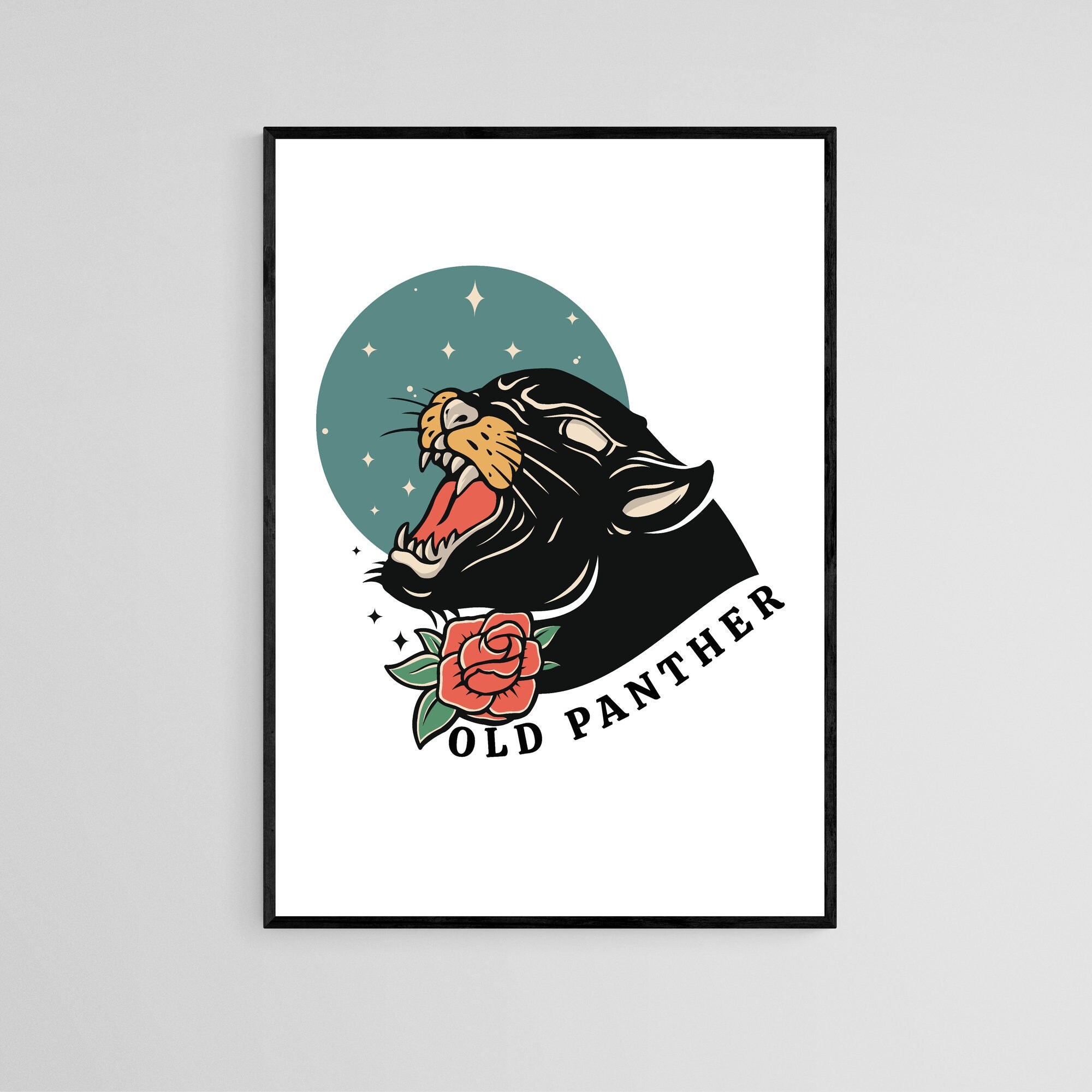 Old Panther Tattoo Style Wall Art Print Tattoo Flash Wall - Etsy