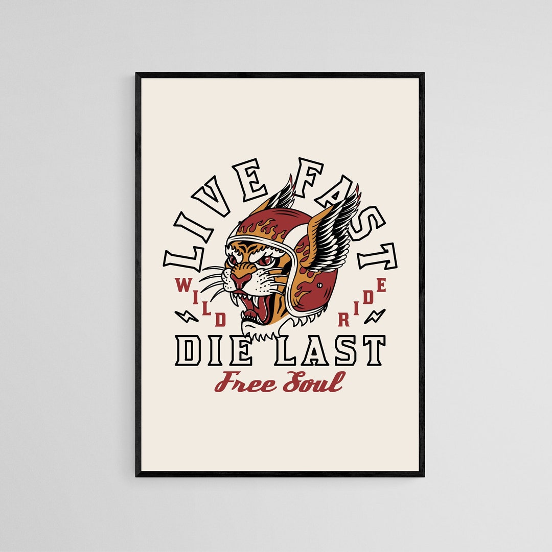 Live Fast Die Last Free Soul Tattoo Style Wall Art Print | Tattoo Flash ...