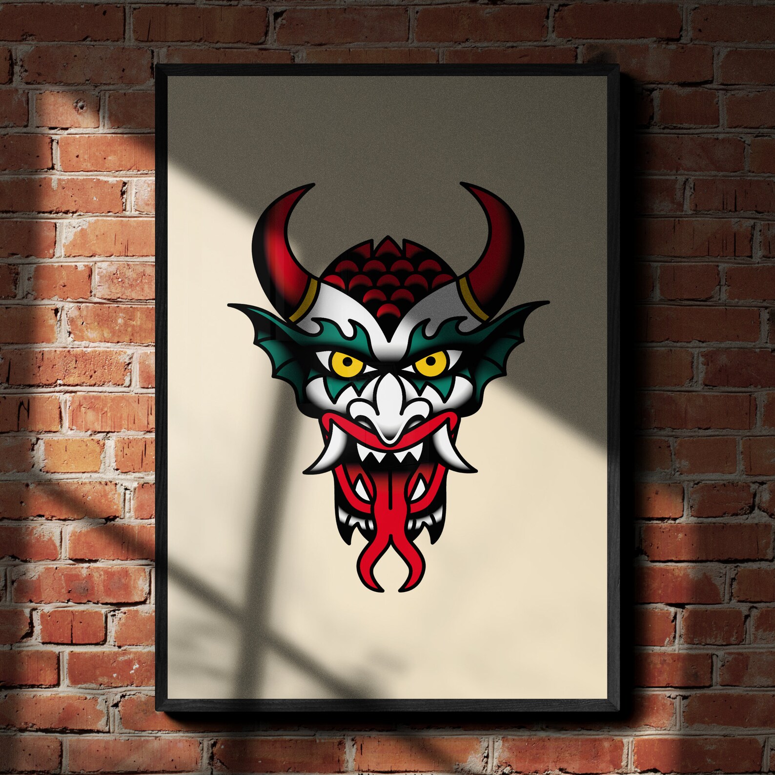 Devil Face Tattoo Style Wall Art Print Tattoo Flash Wall Decor ...