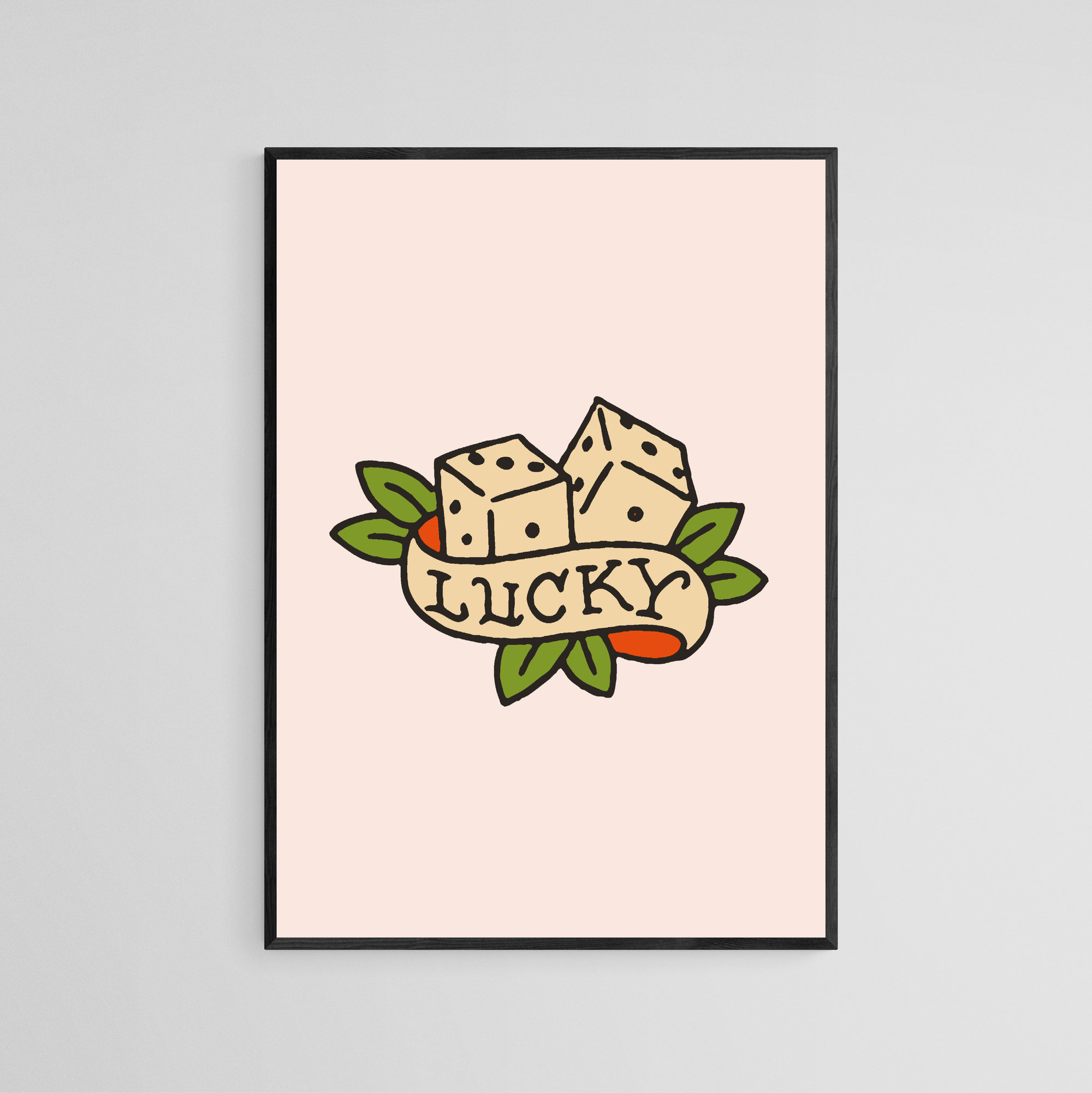 Lucky Dice Tattoo Style Wall Art Print Tattoo Flash Wall Decor ...