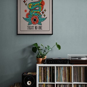 Trust No One Snake Tattoo Style Wall Art Print | Tattoo Flash Wall ...