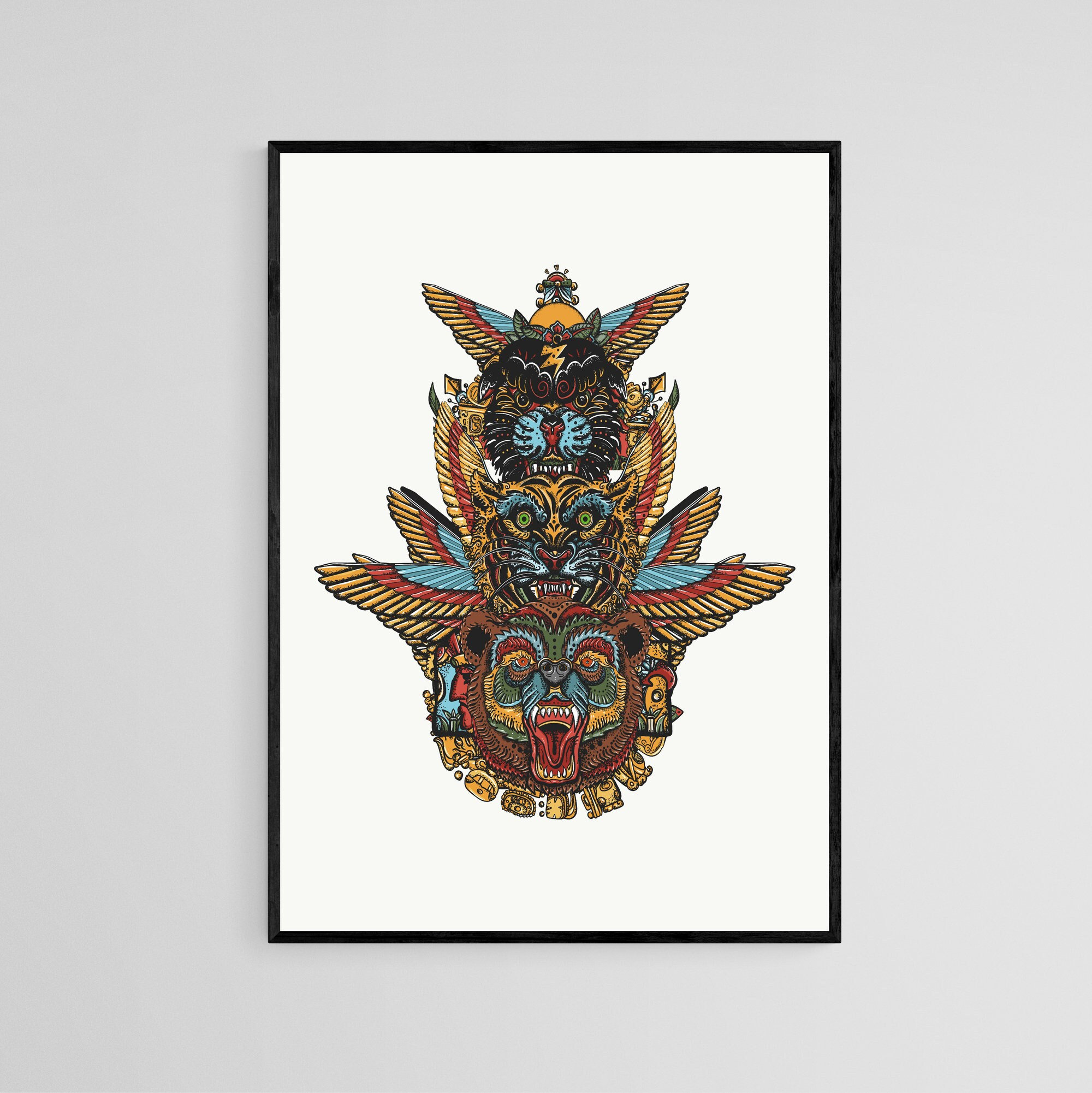 Bear Totem Pole Tattoo