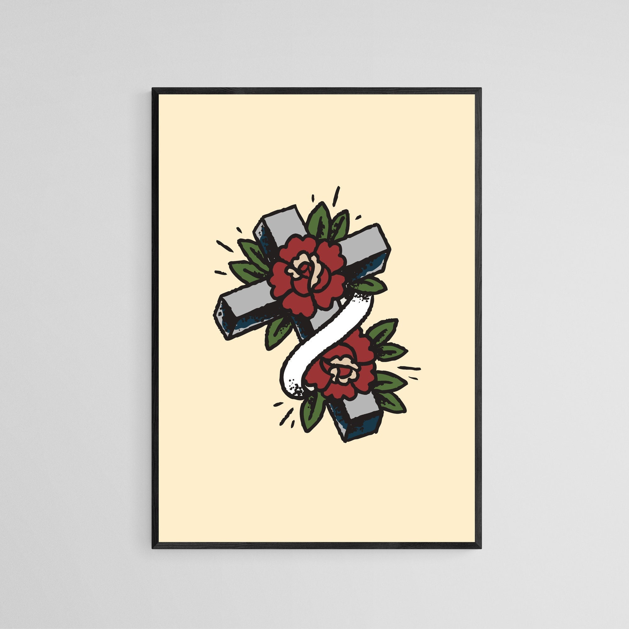 American traditional cross tattoo - Bronctattooaus.com