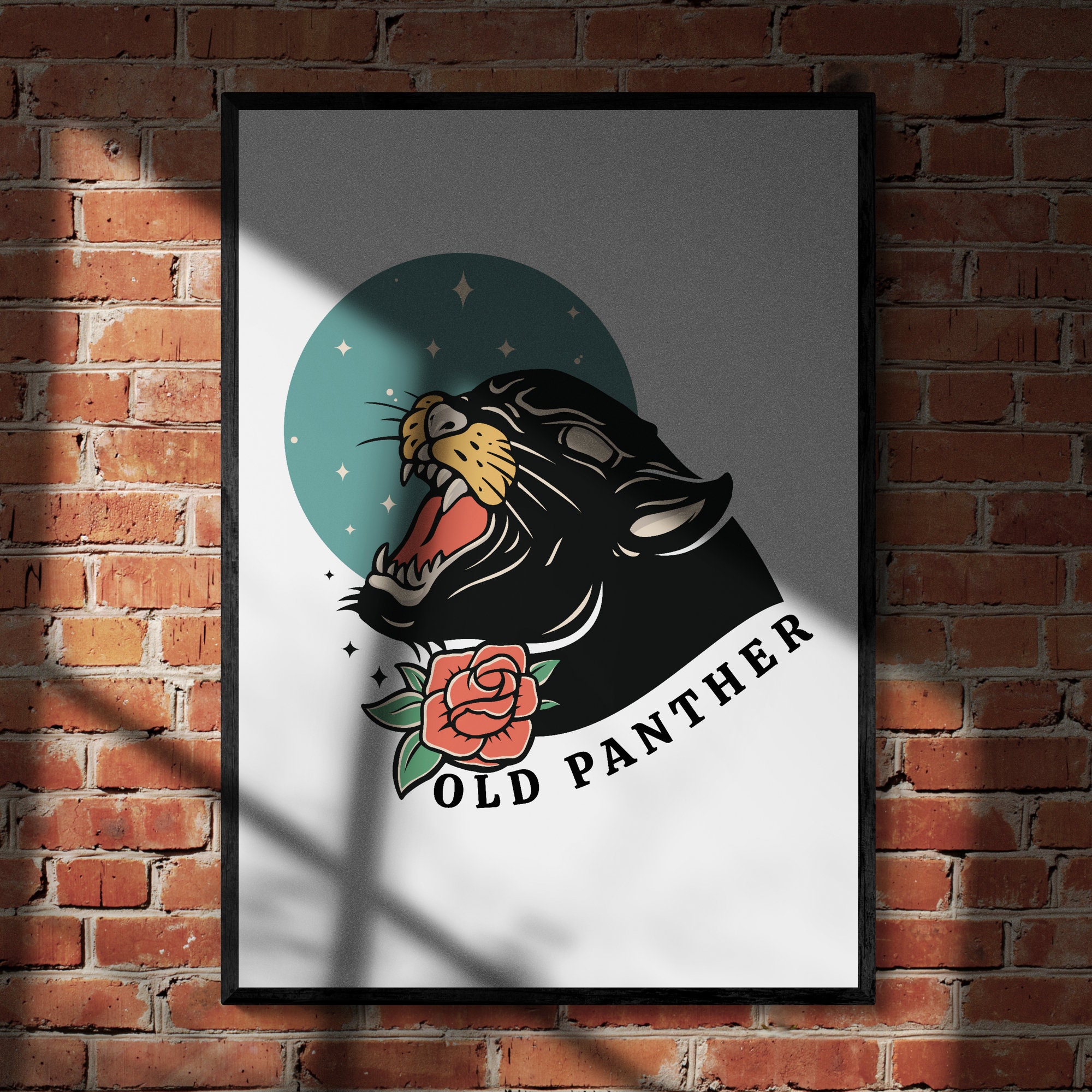 Old Panther Tattoo Style Wall Art Print Tattoo Flash Wall - Etsy
