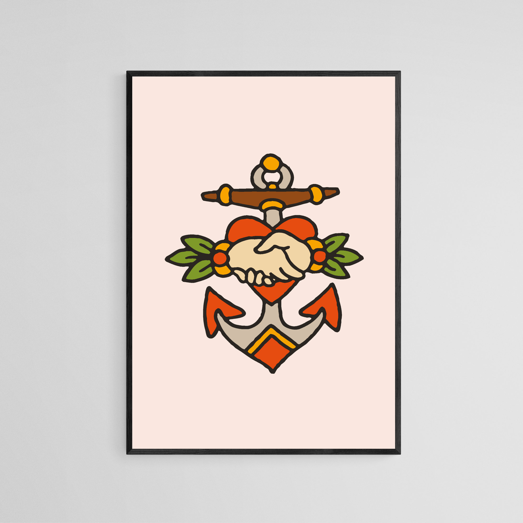 Handshake Anchor Tattoo Style Wall Art Print Tattoo Flash - Etsy