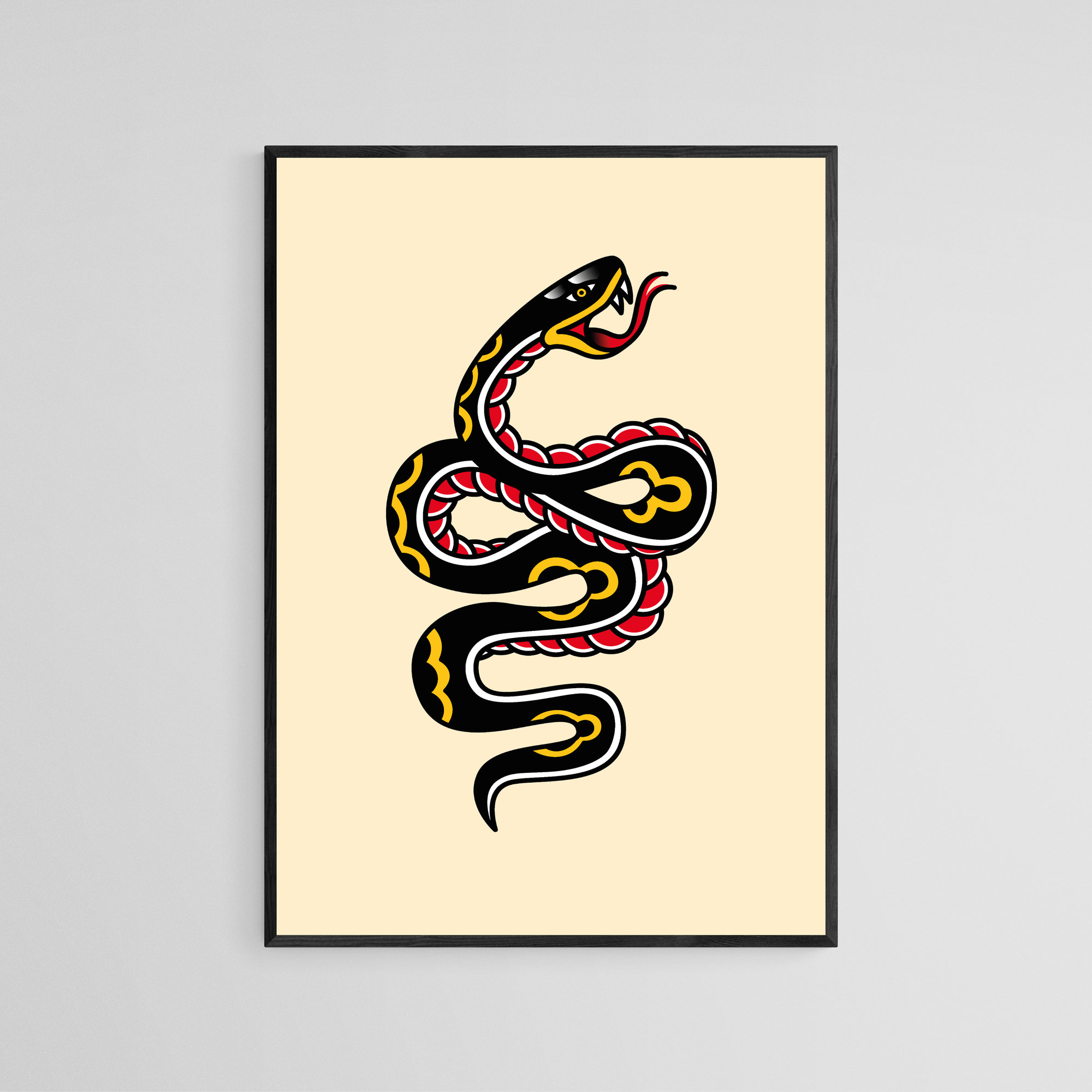Black and Red Snake Tattoo Style Wall Art Print Tattoo Flash - Etsy