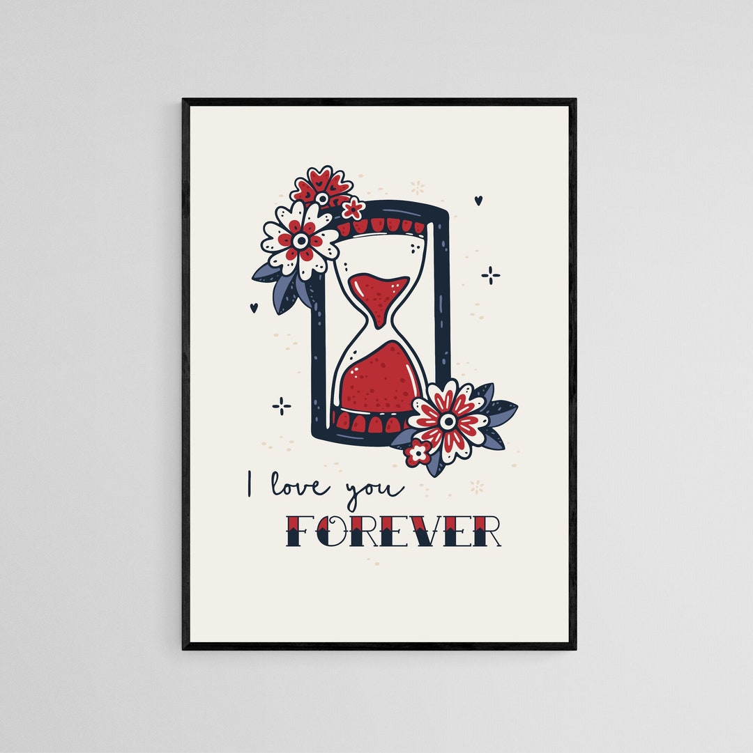 Love Egg Timer Tattoo Style Wall Art Print | Tattoo Flash Wall Decor ...