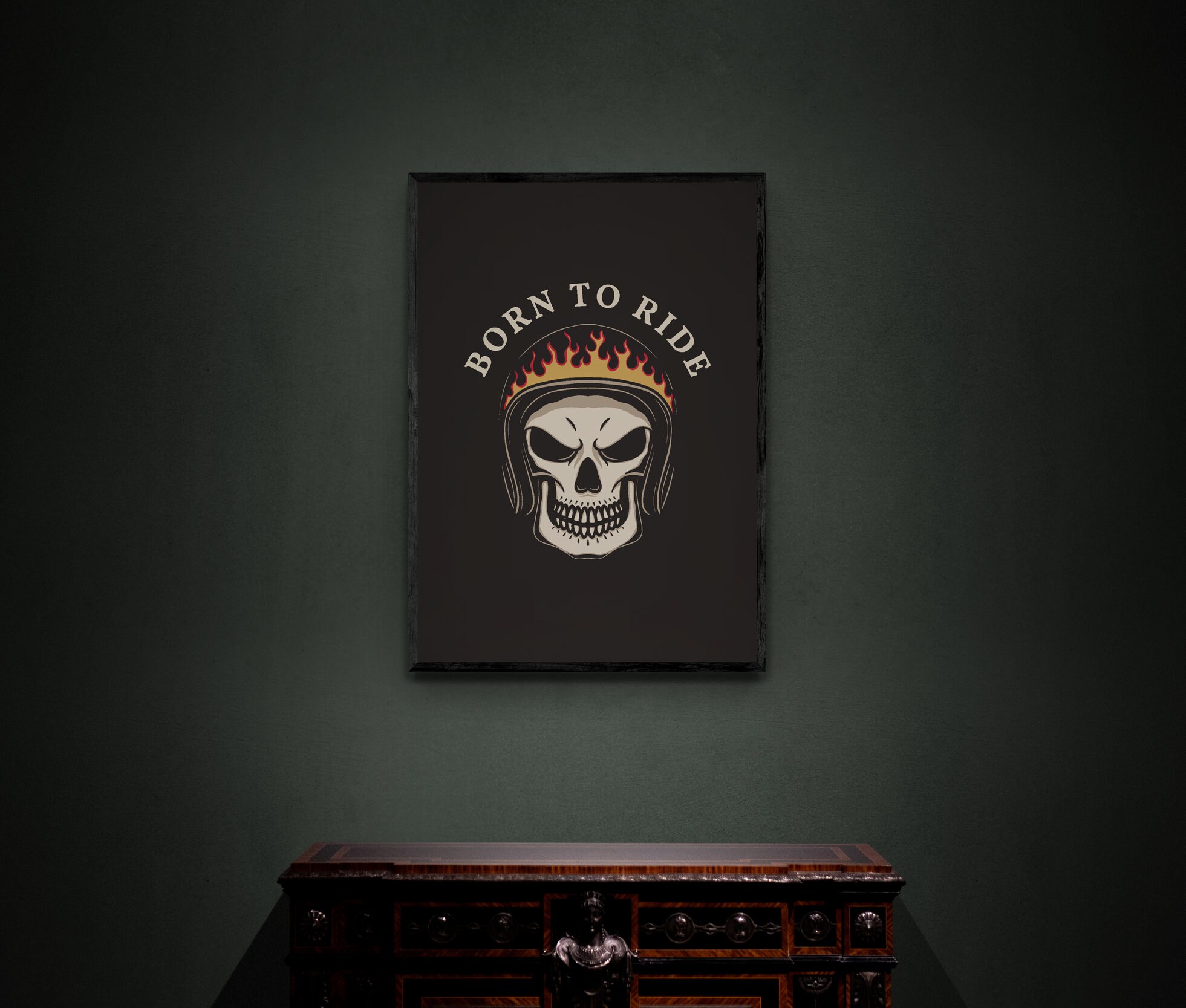 Born to Ride Biker Skull Tattoo Style Wall Art Print Tattoo - Etsy