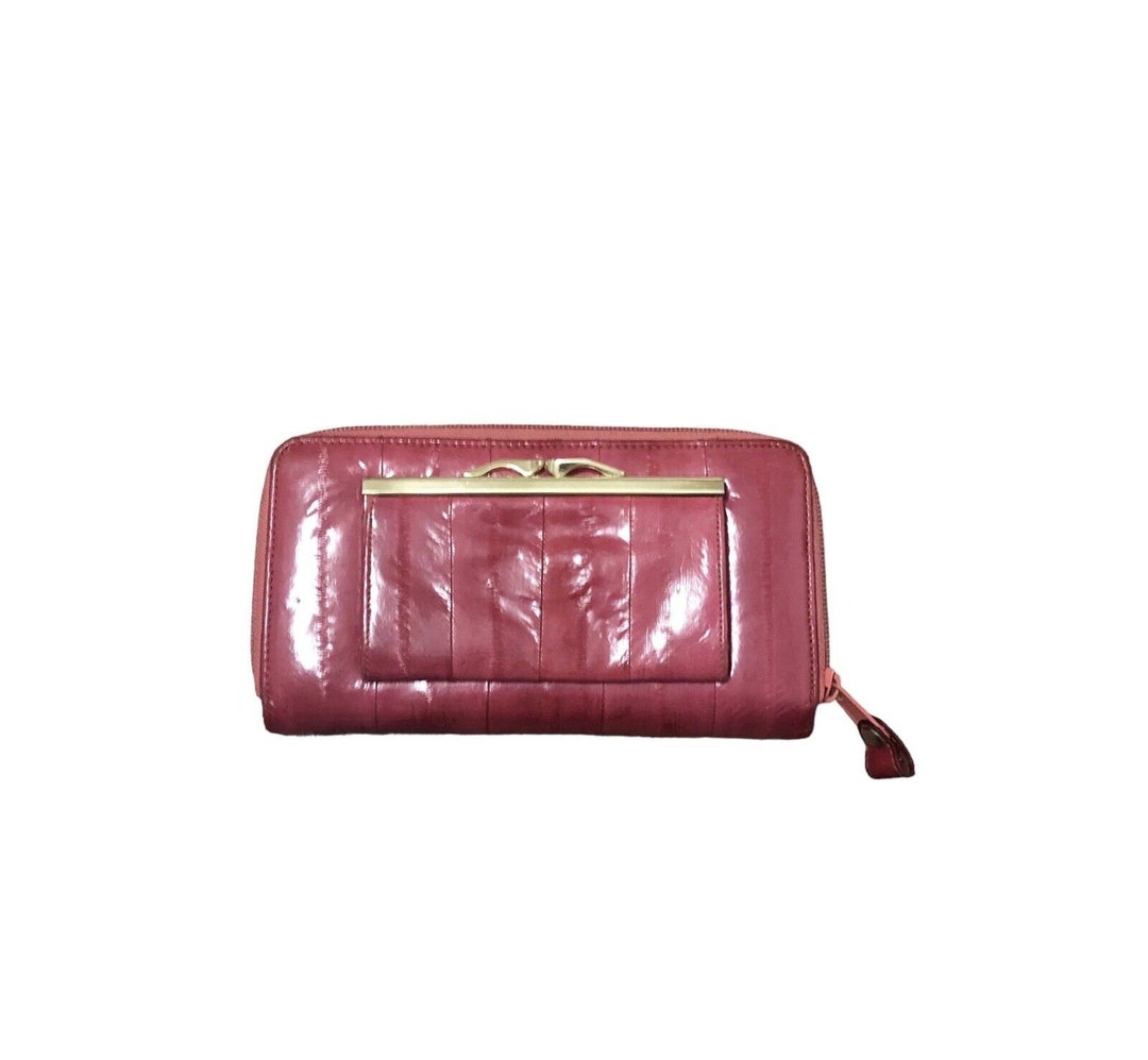 Vintage Hato Hasi Pink Eel Skin Gold Tone Clutch Wallet - Etsy