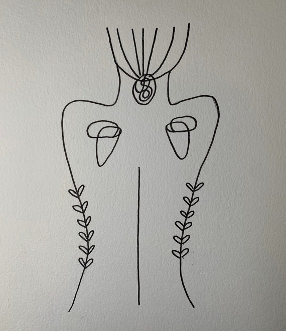 Line Art Girl's Back | Etsy