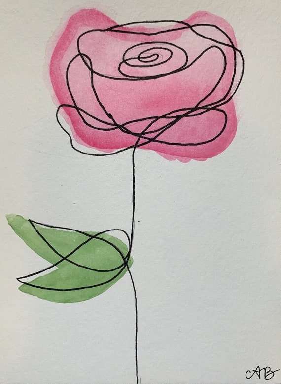 Rose Line Art - Etsy