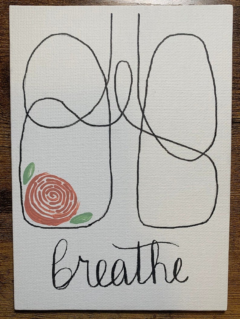 Line Art Lungs Breathe Calligraphy Acrylic Rose Decor - Etsy