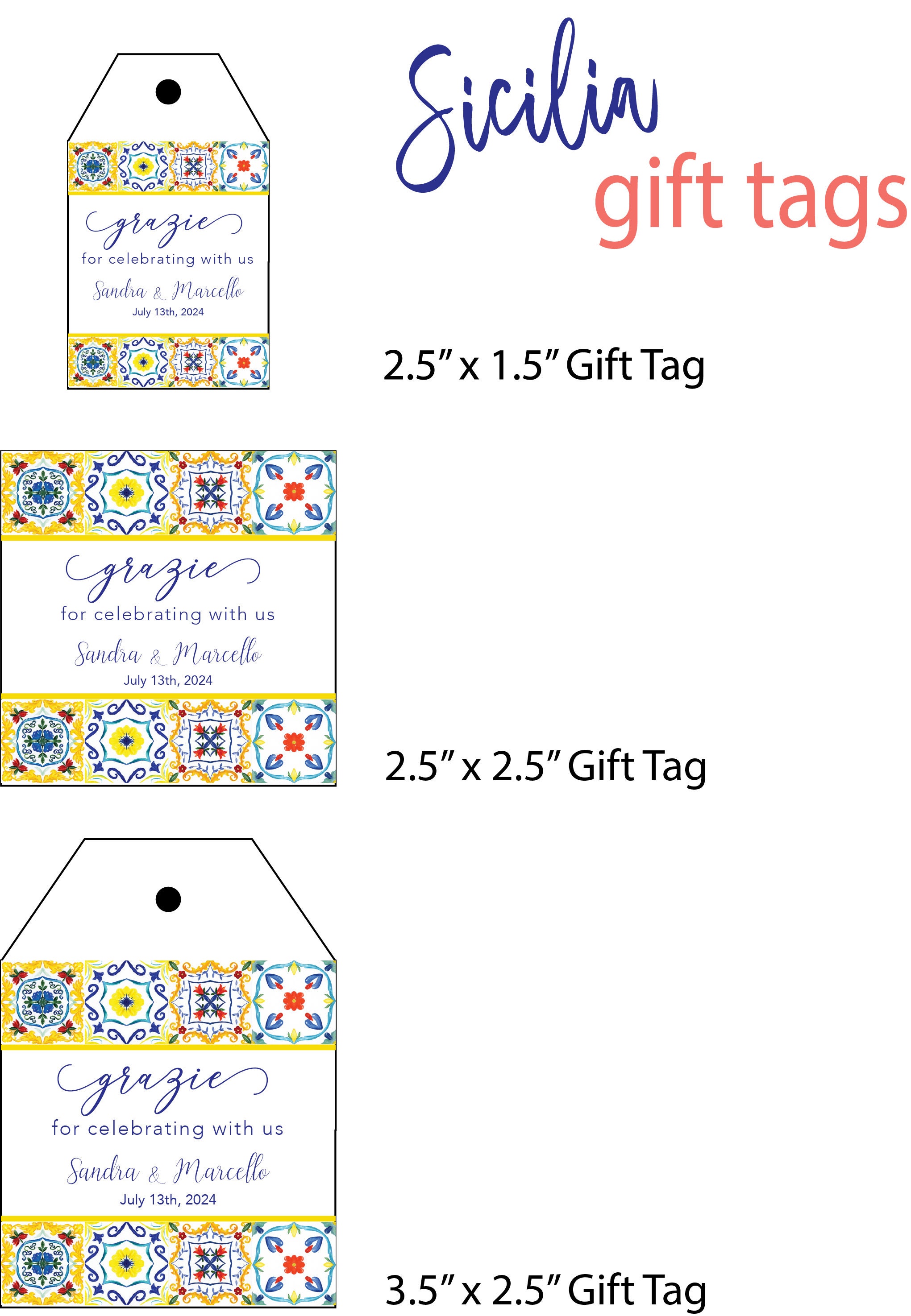Italian Style Gift Tags, Wedding, Bridal Shower, Party - Customizable ...