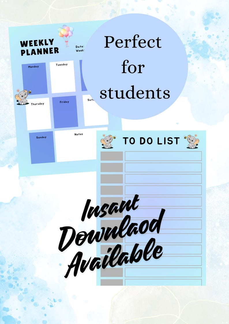 Digital Cute Elephant Weekly Planner - Etsy