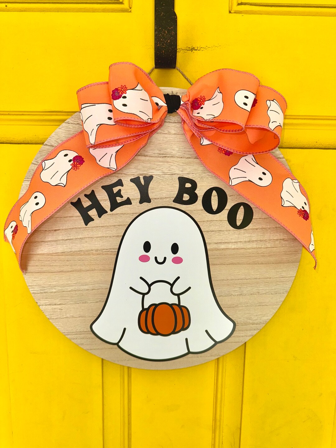 Cute Ghost Hey Boo Door Sign - Etsy