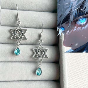 Satoru Gojo Cosplay Earrings, Jujutsu Kaisen Inspired Hexagram Earrings ...