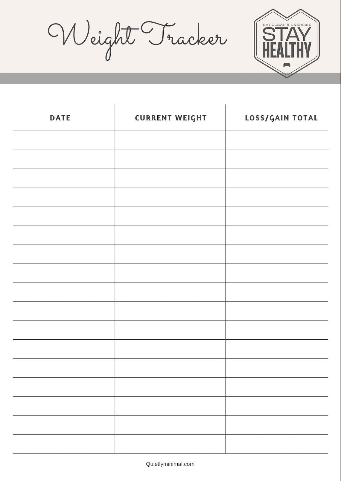 Printable Weight Loss Tracker, Weekly Weigh In, Weight Loss Chart - Etsy